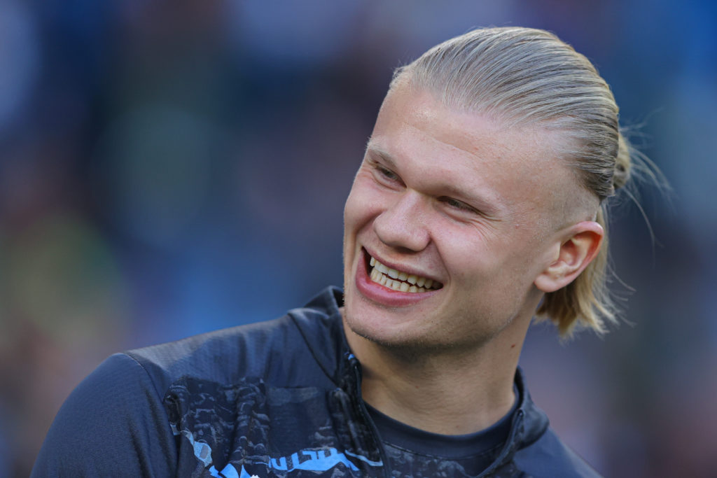 Man City's Erling Haaland reacts to the performance of impressive £51m ...
